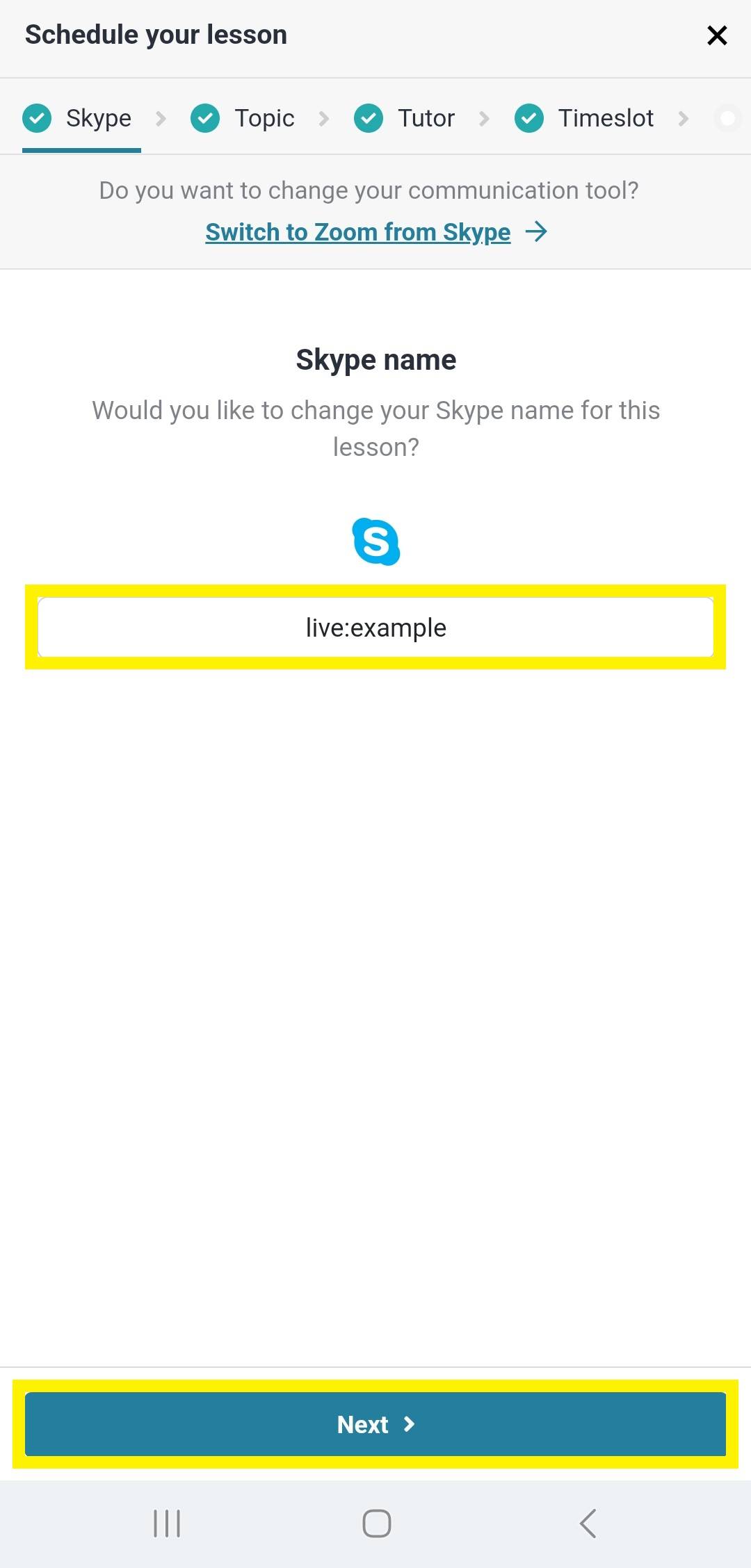 How do I schedule the Level Test on an Android device? | Spot On Learning
